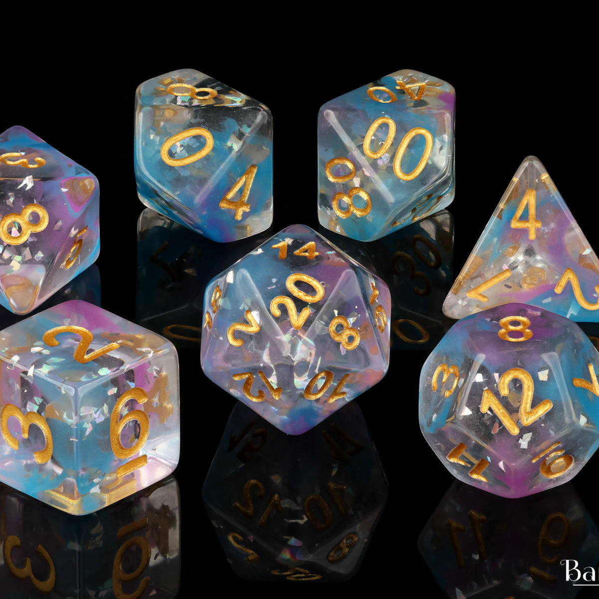 Amethyst RPG Dice - 7 Pieces | Baron of Dice | Wargaming & More