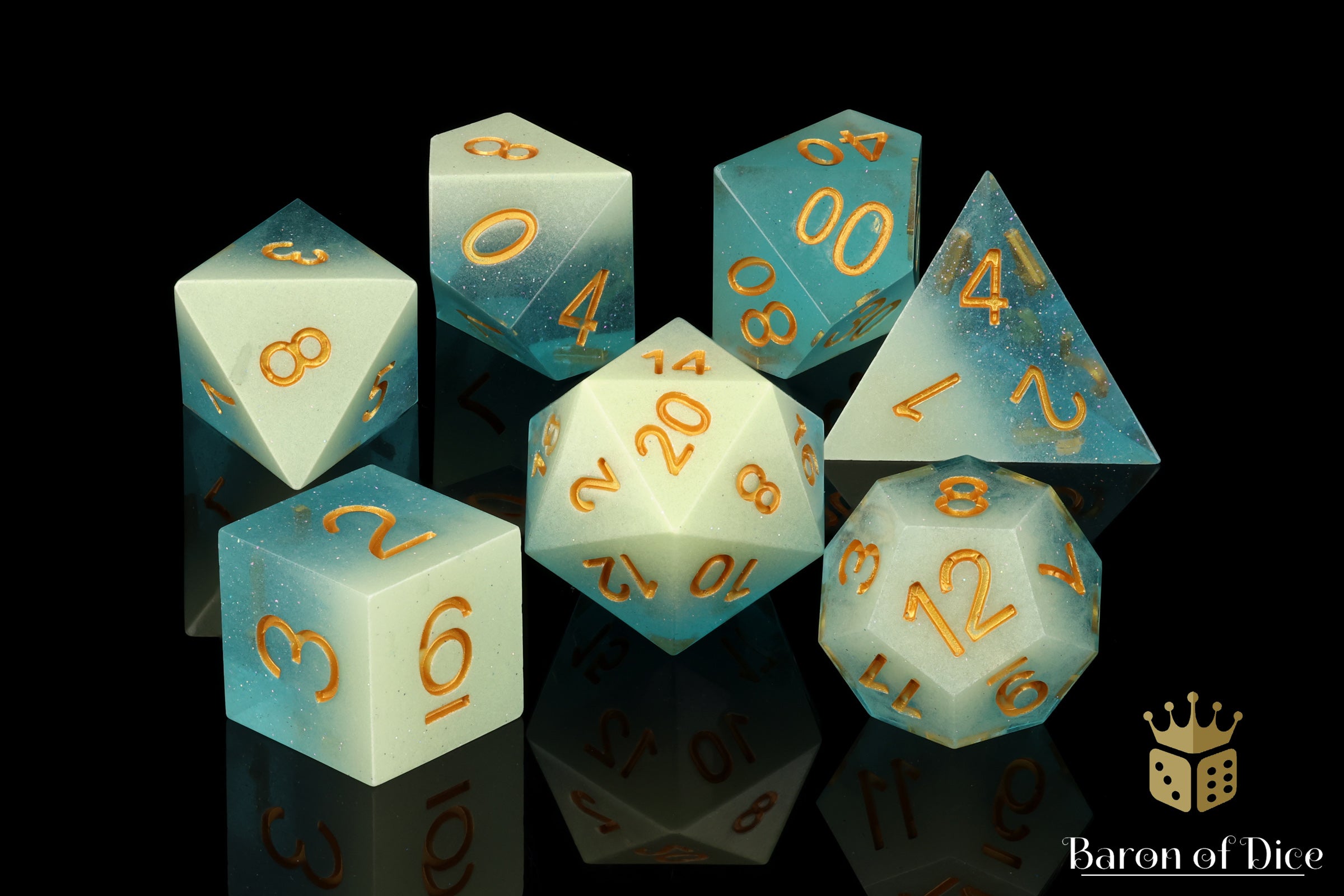 Blue Water, Sharp Edge, Polyhedral Dice Set – BaronOfDice