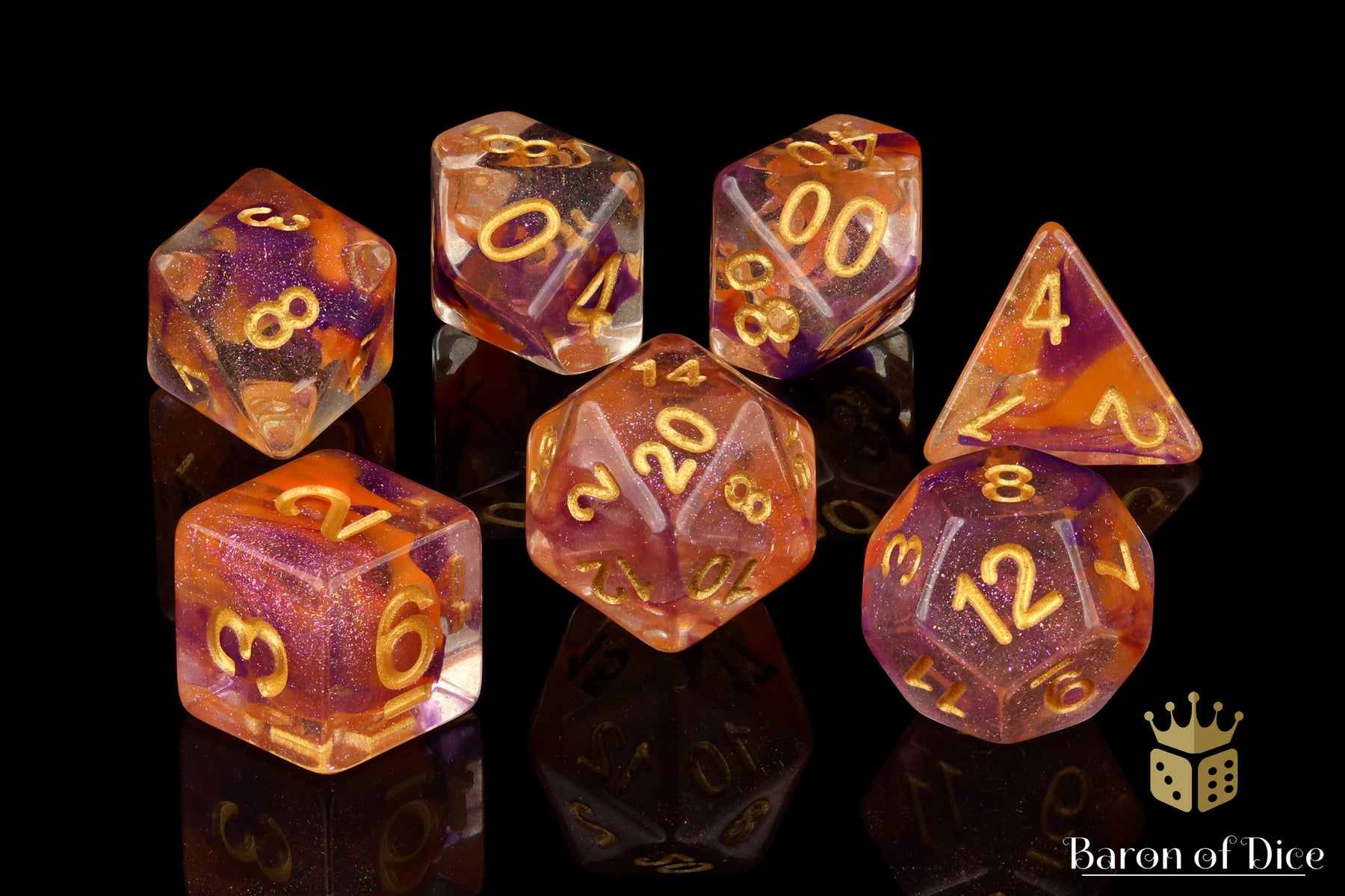 Orange & Purple, Polyhedral Dice Set – BaronOfDice