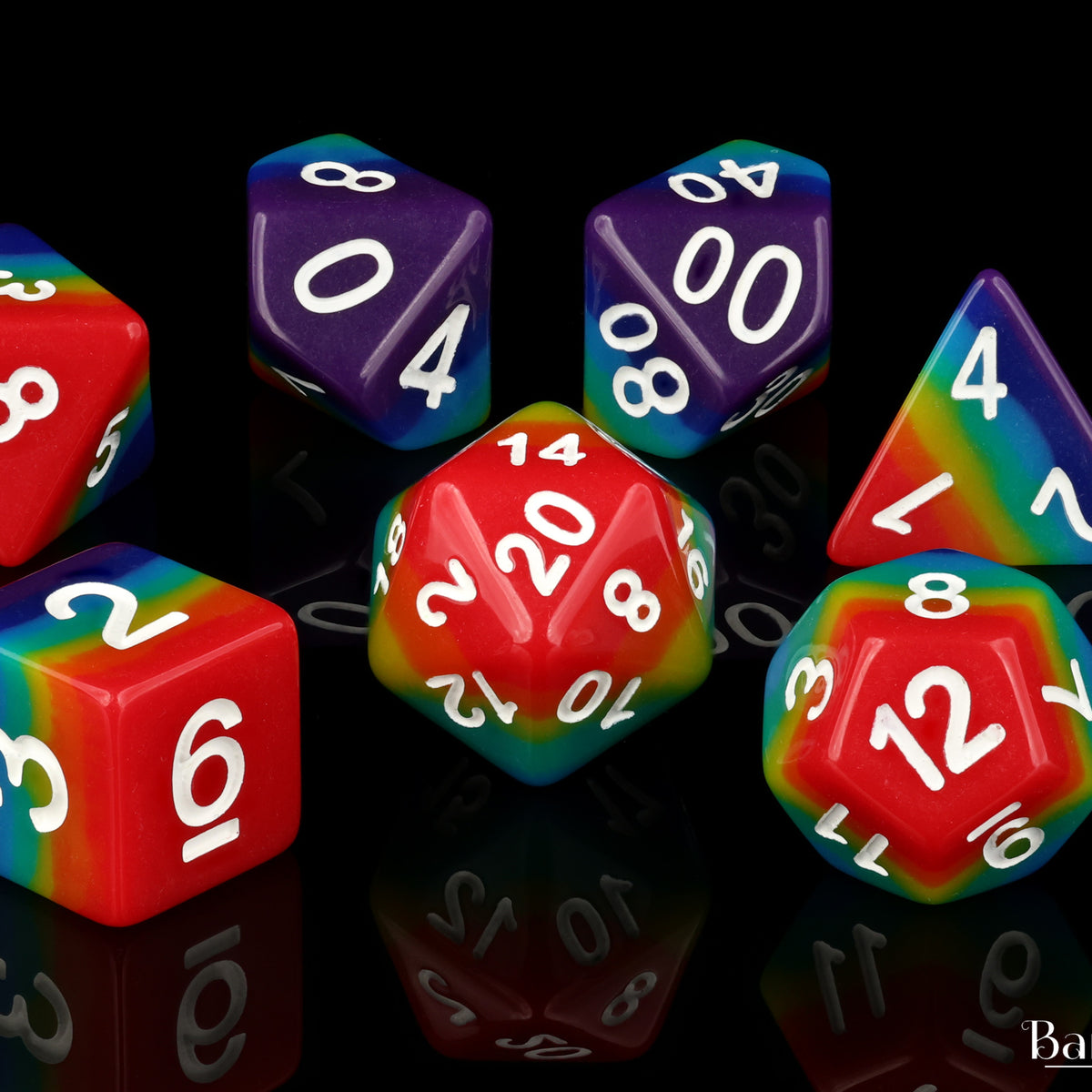 Rainbow RPG Dice Set | Baron of Dice | TTRPGs