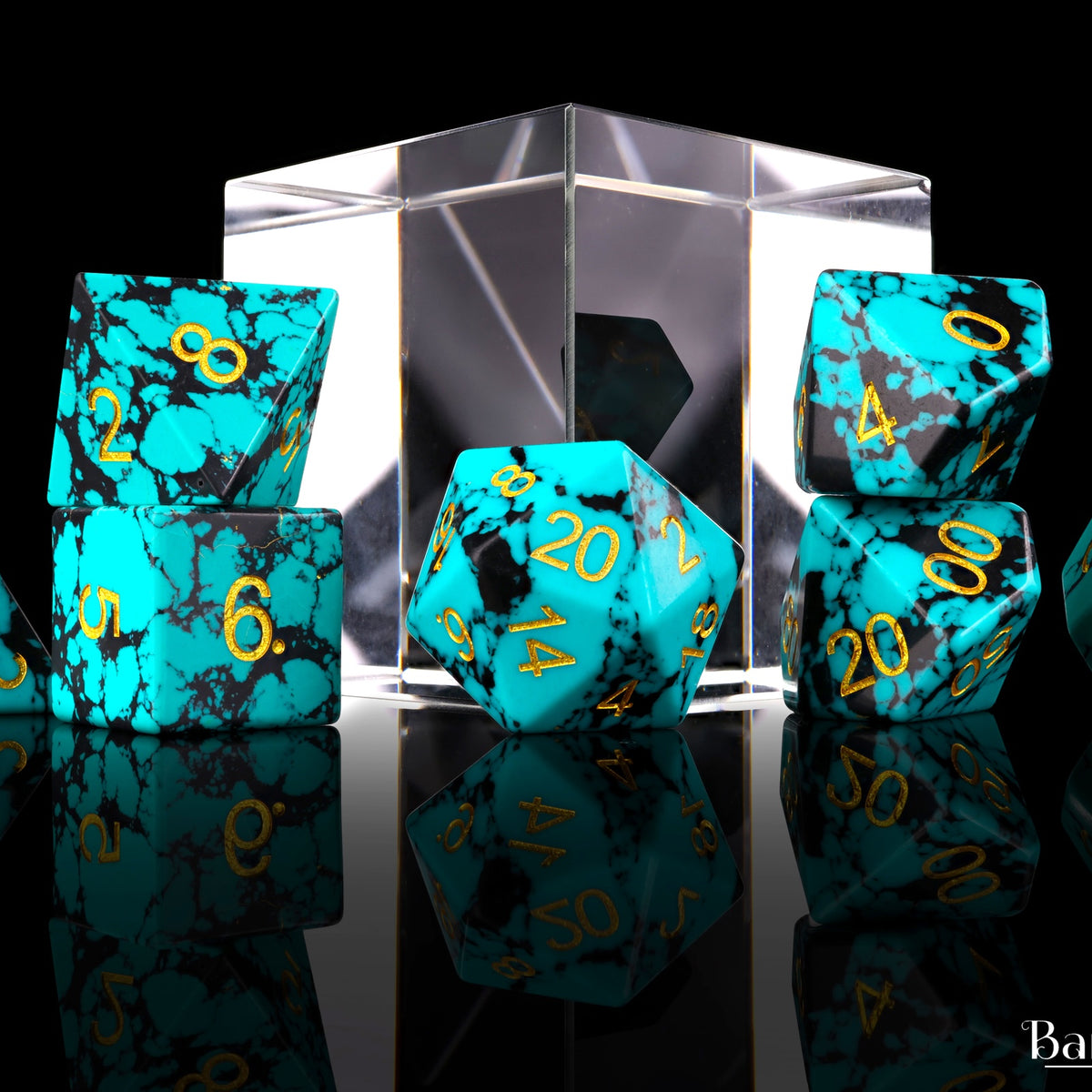 Turquoise Gemstone Dice | Baron of Dice | RPG Sets