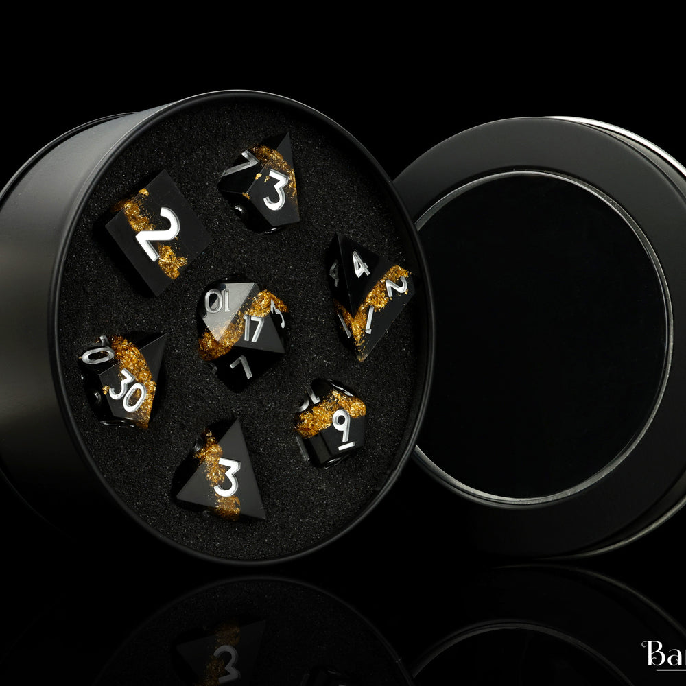 Golden Hazard Sharp Edge RPG Dice Set - 7 Pieces – BaronOfDice