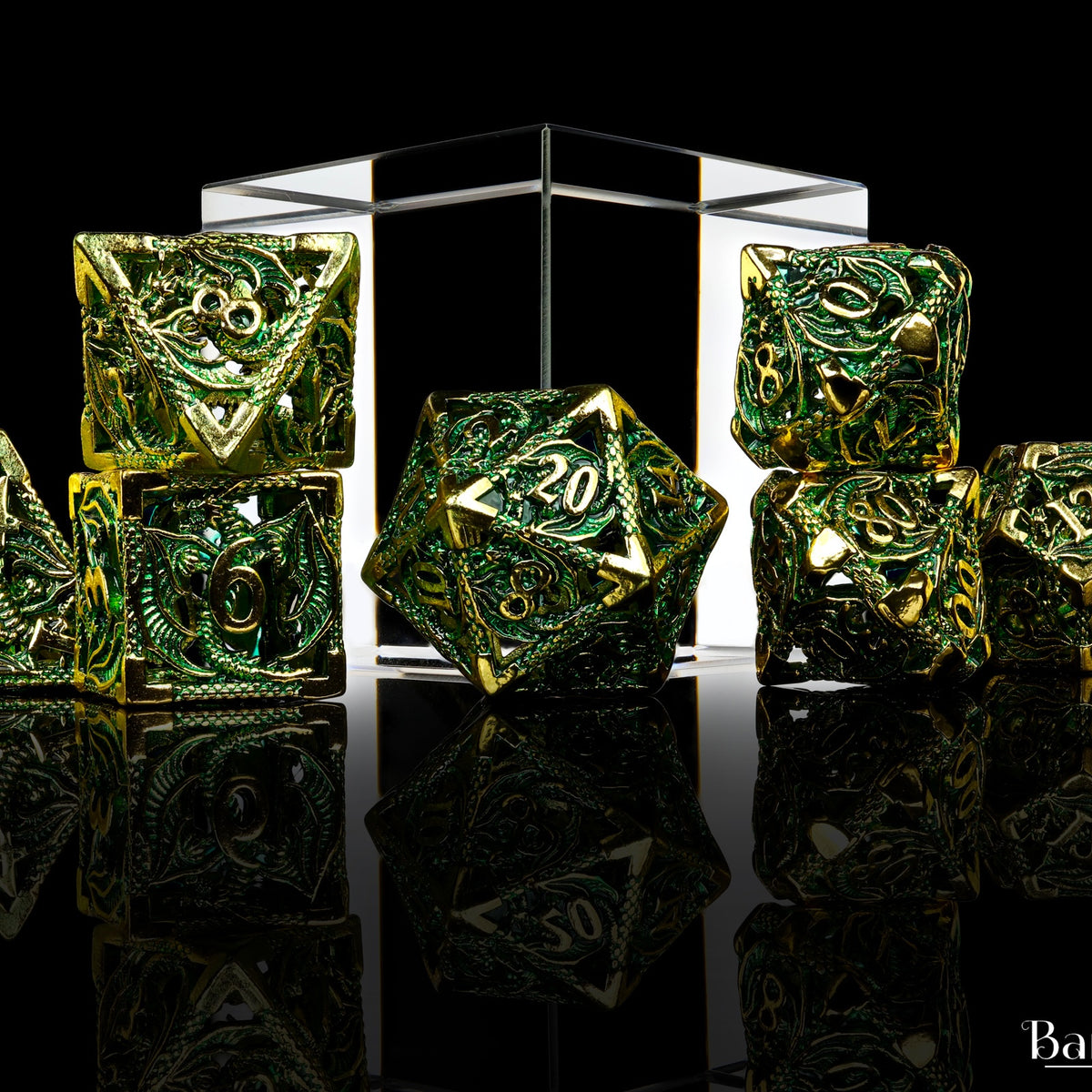 Ancient Dragon Treasure Metal Dice Set | Baron of Dice | RPGs