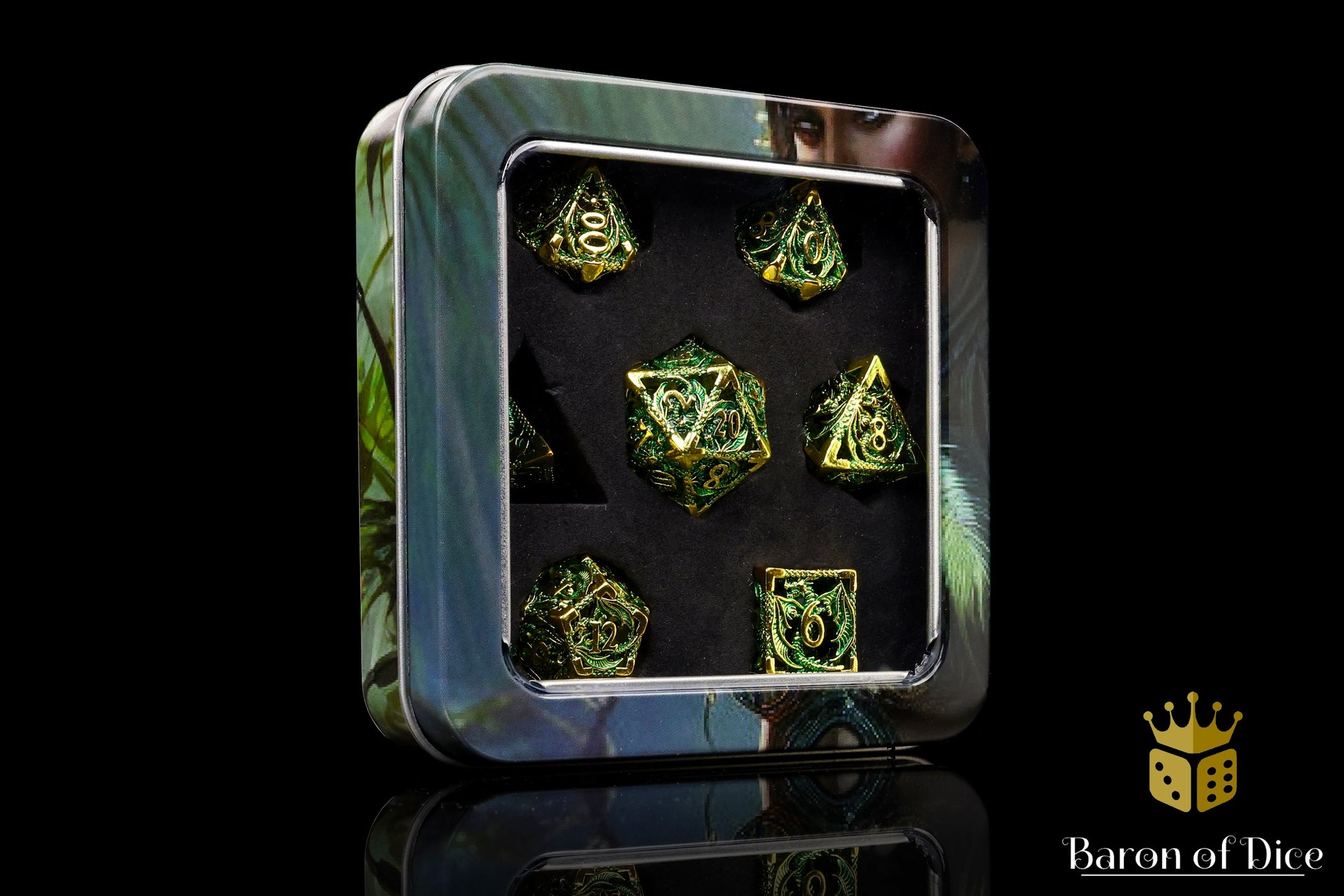Ancient Dragon Treasure Metal Dice Set | Baron of Dice | RPGs