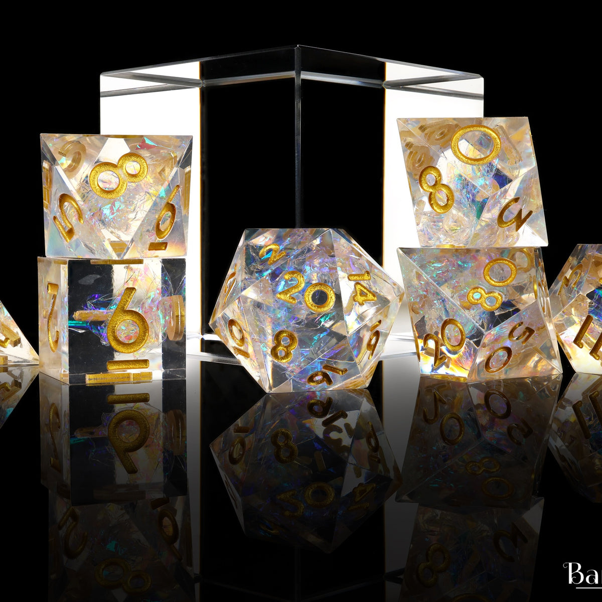 Shiny Like a Diamond! Sharp Edge RPG Dice Set | Baron of Dice