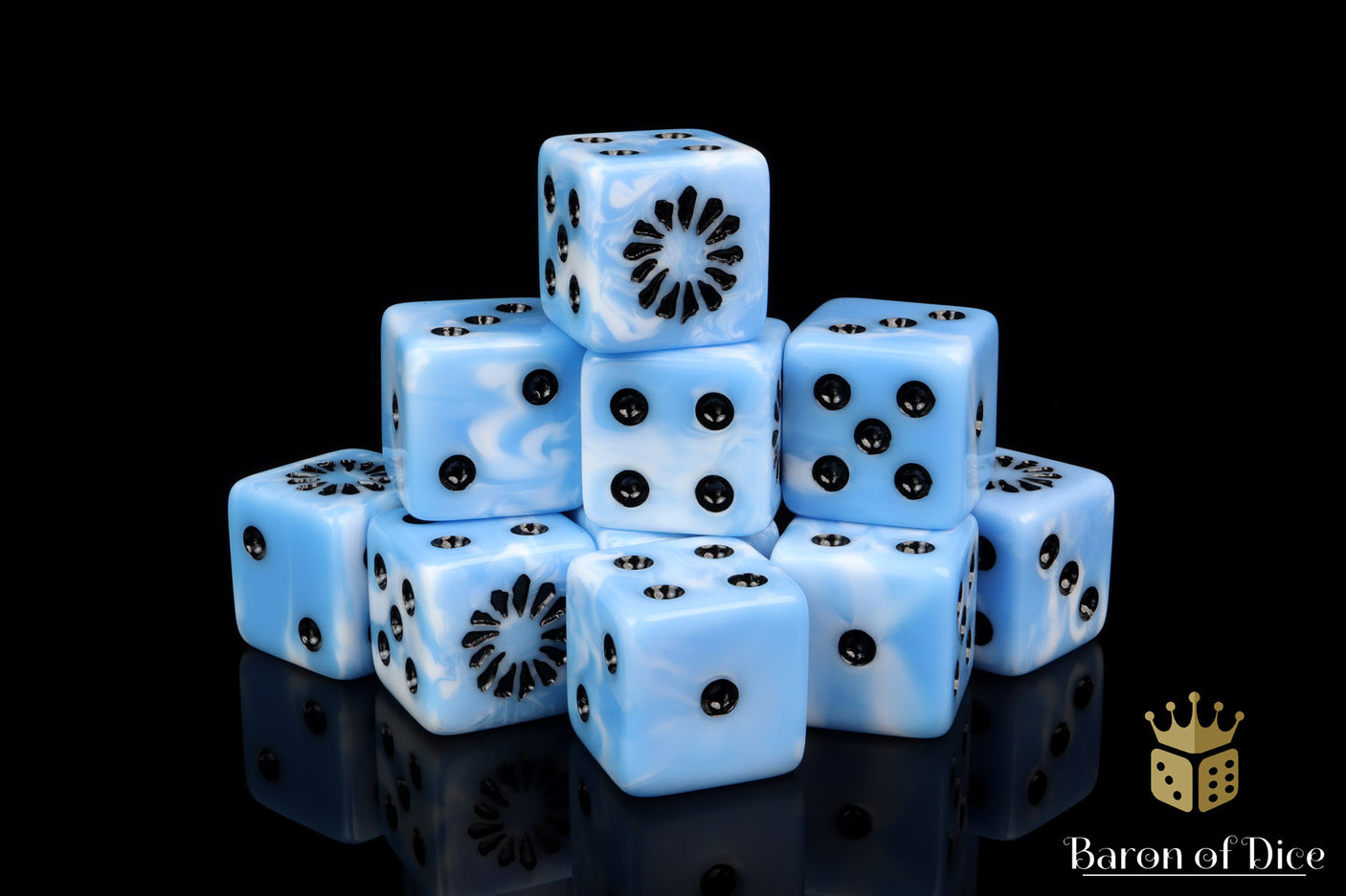 Fanged Maw, Blue Frost 16mm Dice – BaronOfDice