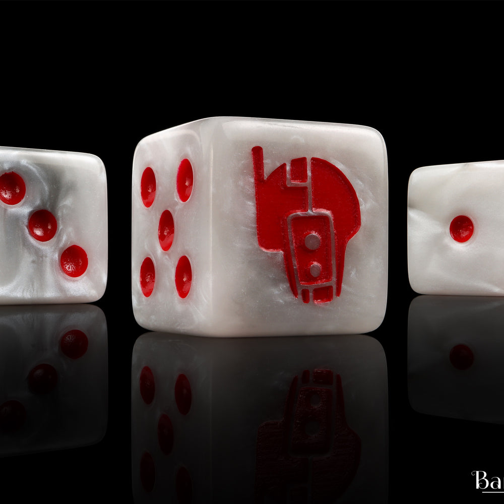 Robot Helm, White 16mm Dice – BaronOfDice
